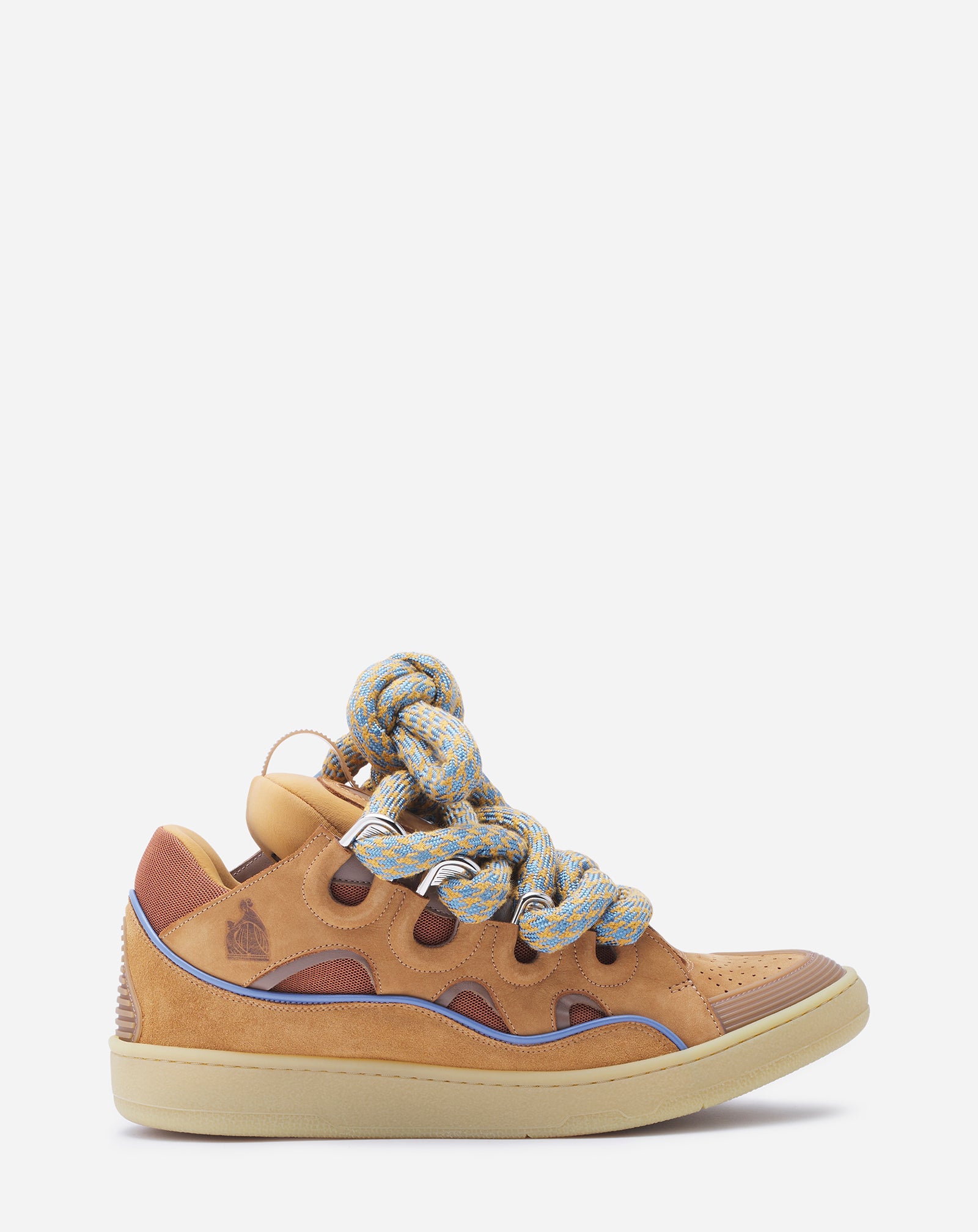 Brown Curb Sneakers In Leather With Snake Laces | Lanvin